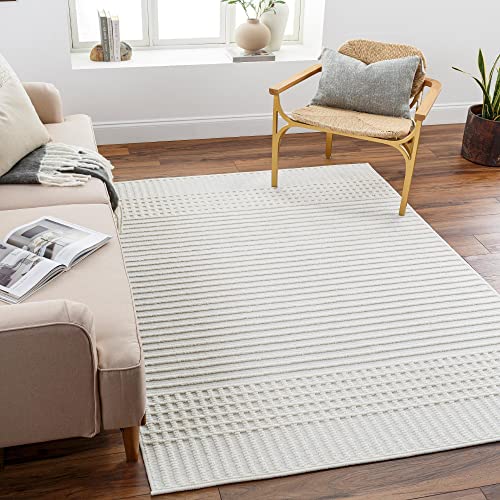 Mark&Day Washable Area Rugs, 8x10 Burkesville Bohemian/Global Ivory Washable Area Rug, Ivory / Black Carpet for Living Room, Bedroom or Kitchen (7'10" x 10'1", Machine Washable )