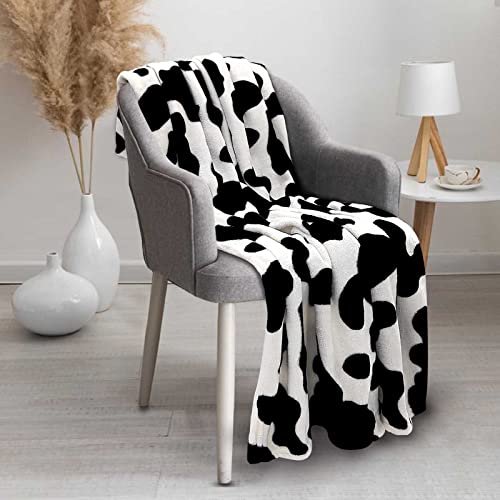 Cow Print Throw Blanket, Flannel Soft Cow Blankets for Adults, Fleece Fuzzy Cow Throw Blanket for Bed Couch Sofa, Lightweight Blanket for All Season (40x50 Inches)