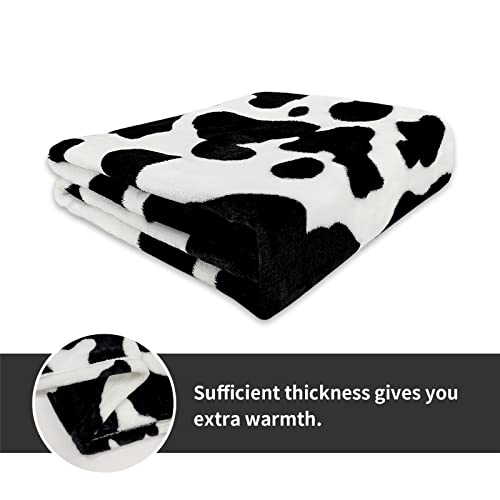 Cow Print Throw Blanket, Flannel Soft Cow Blankets for Adults, Fleece Fuzzy Cow Throw Blanket for Bed Couch Sofa, Lightweight Blanket for All Season (40x50 Inches)