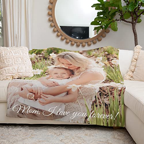 New Mom Gifts for Women/Mom/Baby Custom Blankets with Photos and Text Multiple Colors and Sizes Soft Flannel Personalized Blankets Customized Blankets with Photos Christmas Blanket Gifts