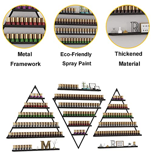 DEOCAE Nail Polish Organizer, 5 Tier Nail Polish Organizer Wall Rack, Hanging Wall Triangle Display Rack Storage Shelf Perfume Shelf Cosmetic Cabinet