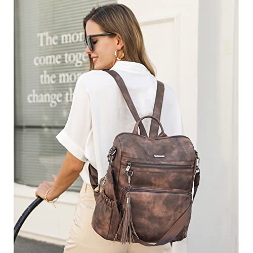 CLUCI Backpack Purse for Women Crossbody Bags Purses for Women, Leather Messenger Tassel Bag,