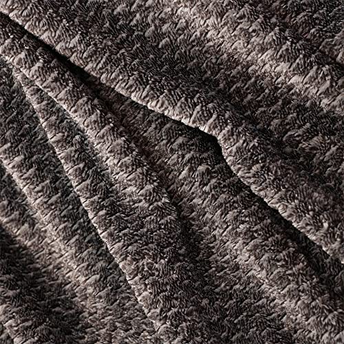 Berkshire Blanket EcoThread Honeycomb VelvetLoft Throw | Dry Dye Dobby Plush Throw | Molten Coal | 50" x 70"