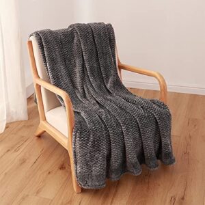 Berkshire Blanket EcoThread Honeycomb VelvetLoft Throw | Dry Dye Dobby Plush Throw | Molten Coal | 50" x 70"