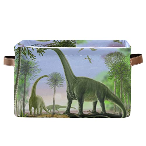 ALAZA Forest Tree Dinosaur Animal Foldable Storage Box Storage Basket Organizer Bins with Handles for Shelf Closet Living Room Bedroom Home Office 1 Pack