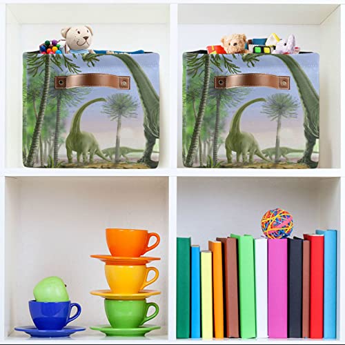 ALAZA Forest Tree Dinosaur Animal Foldable Storage Box Storage Basket Organizer Bins with Handles for Shelf Closet Living Room Bedroom Home Office 1 Pack