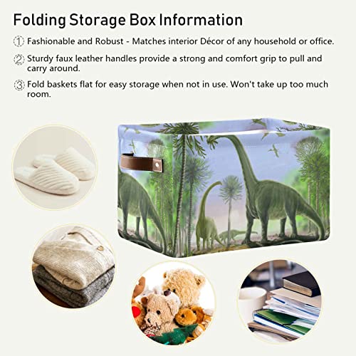 ALAZA Forest Tree Dinosaur Animal Foldable Storage Box Storage Basket Organizer Bins with Handles for Shelf Closet Living Room Bedroom Home Office 1 Pack