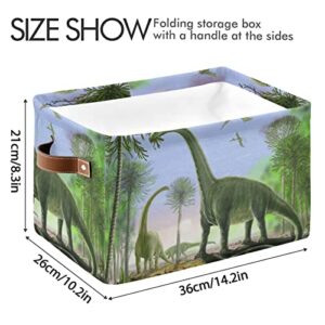 ALAZA Forest Tree Dinosaur Animal Foldable Storage Box Storage Basket Organizer Bins with Handles for Shelf Closet Living Room Bedroom Home Office 1 Pack