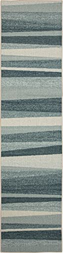 Mohawk Home Horizon Stripe Navy Blue 2' x 7' Area Rug Perfect for Entryway, Laundry Room, Hallway