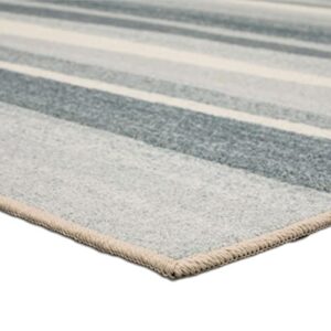 Mohawk Home Horizon Stripe Navy Blue 2' x 7' Area Rug Perfect for Entryway, Laundry Room, Hallway