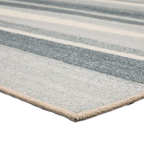 Mohawk Home Horizon Stripe Navy Blue 2' x 7' Area Rug Perfect for Entryway, Laundry Room, Hallway