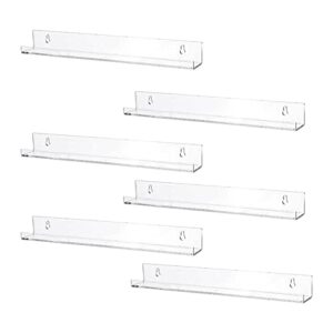 acrylic floating shelves display ledge, 6pcs clear wall display shelf – invisible shelf wall ledge bookshelf – wall mounted storage shelf for kitchen/bathroom/office, spice rack