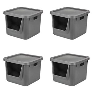 SEDLAV Square Stacking Bin Plastic, Gray Flannel, Set of 4