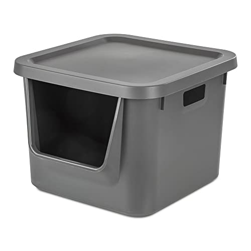 SEDLAV Square Stacking Bin Plastic, Gray Flannel, Set of 4