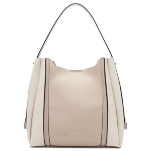 calvin klein sahara bucket shoulder bag, mushroom/mushroom/white