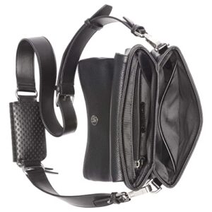 Calvin Klein Chrome Organizational 2 in 1 Flap Crossbody, Black/Silver