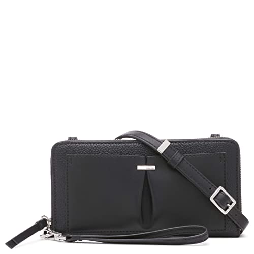 Calvin Klein Nickel Organizational Wallet On a String Crossbody, Black/Silver