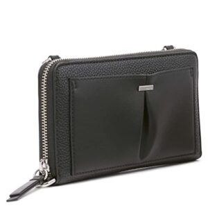 Calvin Klein Nickel Organizational Wallet On a String Crossbody, Black/Silver