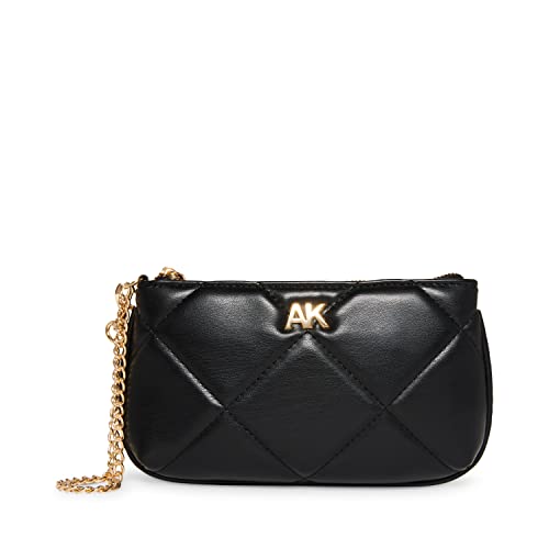 Anne Klein AK Quilted Pouch wrislet with Chain, Black/Black