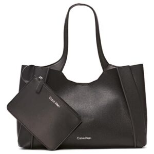 calvin klein sahara east/west tote, black/silver