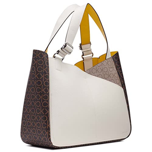 Calvin Klein Zoe Tote, Brown/Khaki/Cherub White Logo