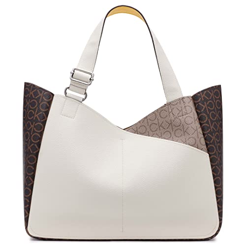 Calvin Klein Zoe Tote, Brown/Khaki/Cherub White Logo