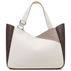 Calvin Klein Zoe Tote, Brown/Khaki/Cherub White Logo