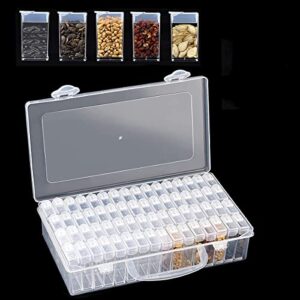 64 slots plastic seed storage box, reusable seed storage organizer with label stickers multi-purpose diamond embroidery storage case portable nail art storage container for seeds