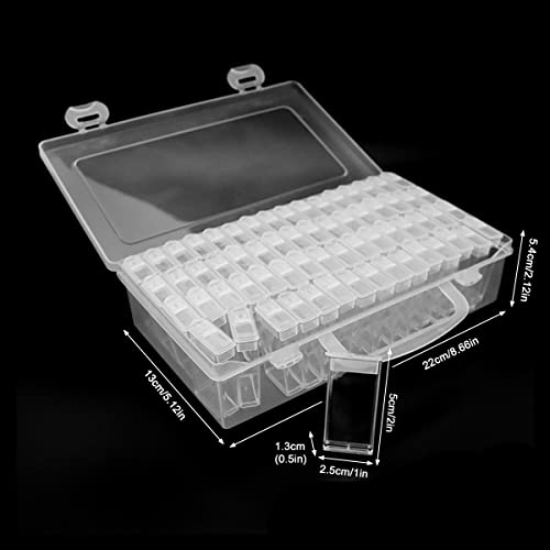 64 Slots Plastic Seed Storage Box, Reusable Seed Storage Organizer with Label Stickers Multi-Purpose Diamond Embroidery Storage Case Portable Nail Art Storage Container for Seeds