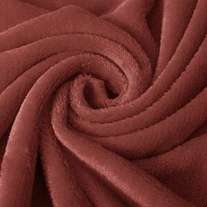 Rendiele Fleece Throw Blankets Fluffy Warm Solid Color Blankets for Bed (Terracotta, 9090 Queen)