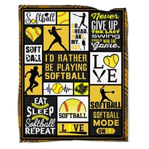 softball blanket 50”x60” softball gift blanket super soft warm and comfortable throw blanket for fall winter spring all season-1