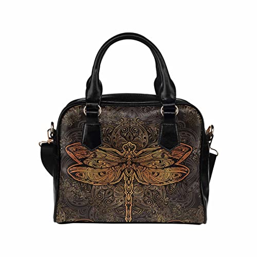 D-Story Mandala Dragonfly Handbags for women Fashion Handbags Wallet Tote Bag Shoulder Bag Top Handle Satchel Purse