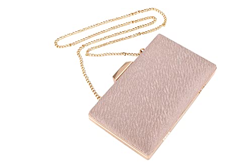 Rucavono Evening,Gold Evening Bag For Wedding Party Bridal Prom Shoulder Gold Clutch Handbag