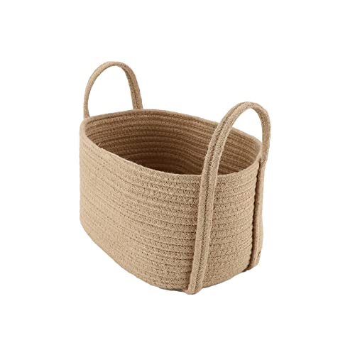 YAHUAN Woven Jute Storage Basket Wicker Storage Basket Handmade Natural Straw Rope Baskets with Handles For Blankets,Toys,Clothes,Shoes,Plant(nature jute)