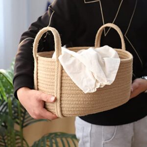 YAHUAN Woven Jute Storage Basket Wicker Storage Basket Handmade Natural Straw Rope Baskets with Handles For Blankets,Toys,Clothes,Shoes,Plant(nature jute)