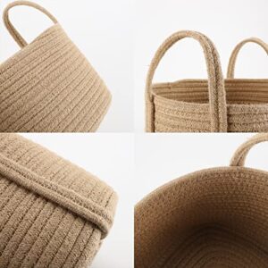 YAHUAN Woven Jute Storage Basket Wicker Storage Basket Handmade Natural Straw Rope Baskets with Handles For Blankets,Toys,Clothes,Shoes,Plant(nature jute)