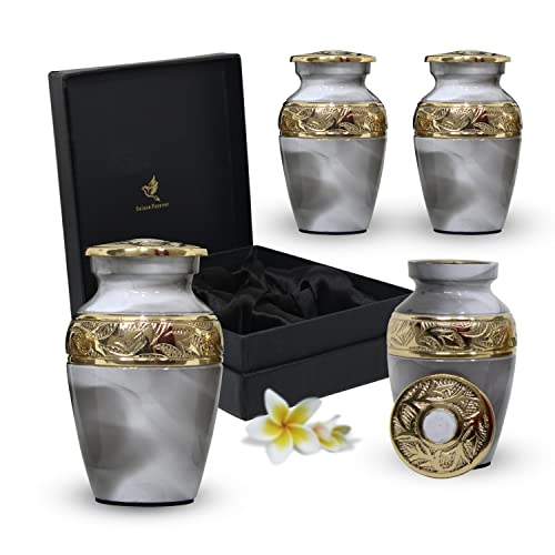 White Keepsake Urns - Small Urns for Human Ashes Set of 4 with Premium Box & Bags - Mini Cremation Urns for Ashes - Honor Your Loved one with Memorial Funeral Urns - White Urns for Adults & Infants