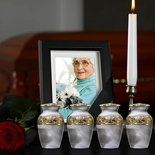 White Keepsake Urns - Small Urns for Human Ashes Set of 4 with Premium Box & Bags - Mini Cremation Urns for Ashes - Honor Your Loved one with Memorial Funeral Urns - White Urns for Adults & Infants