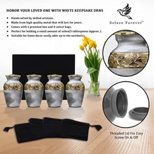 White Keepsake Urns - Small Urns for Human Ashes Set of 4 with Premium Box & Bags - Mini Cremation Urns for Ashes - Honor Your Loved one with Memorial Funeral Urns - White Urns for Adults & Infants