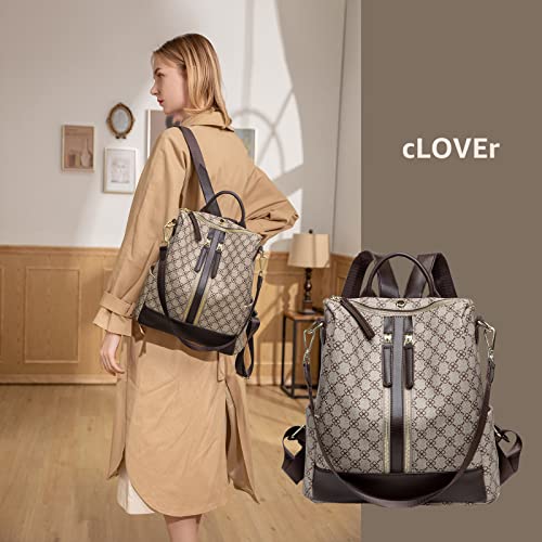 Refutuna Backpack Purse for Women - Multipurpose Fashion Brown PU Leather Designer Handbags - Ladies Shoulder Bags Convertible Travel Backpacks for Women