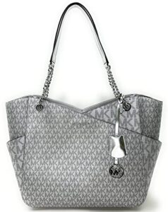 michael kors large jet set travel chain shoulder tote (silver)