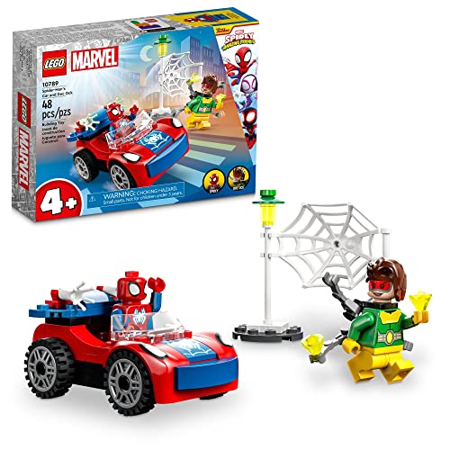 LEGO Marvel Spider-Man's Car and Doc Ock Set 10789, Spidey and His Amazing Friends Buildable Toy for Kids 4 Plus Years Old with Glow in The Dark Pieces