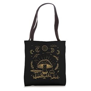 goblincore aesthetic dark academia cottage mushroom pagan tote bag