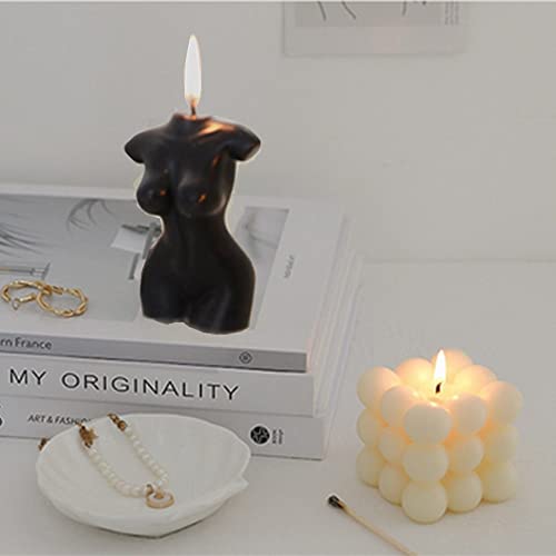 2 Pieces Bubble Candle - Cube Soy Wax Candles,Female Body Shaped Candle, Hand Poured Scented Candle, Cute Wax Candles Home Decor and Gifting (White, Black )