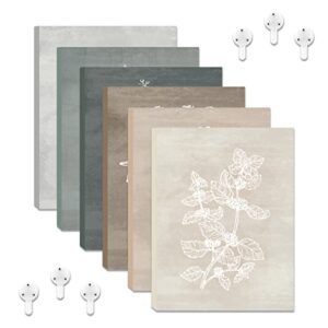 BINCUE Neutral Botanical Plant Canvas Wall Art Decor 6 Pieces Rustic Farmhouse Wall Art for Living Room Bedroom and Bathroom,Canvas Paintings Print Set Decor Wall Art 12"x 16"