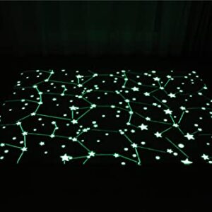 Gefosin Luminous Area Rug Glow in The Dark for Bedroom Living Room, Unique Soft Washable Modern Indoor Rugs for Children Dorm Home Decor, Blue Galaxy 6.6x6.6 Feet