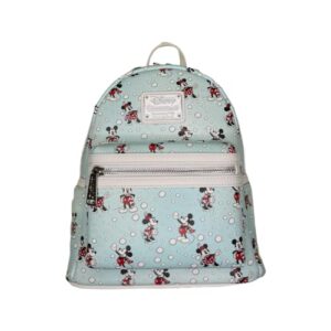 loungefly disney mickey & minnie snowball fight mini backpack