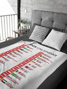 formula 1 f1 racing calendar and flags blanket, f1 sherpa fleece blanket, f1 blanket for fan lover him husband daddy grandpa boyfriend, f1 merchandise, gift for christmas birthday thanksgiving