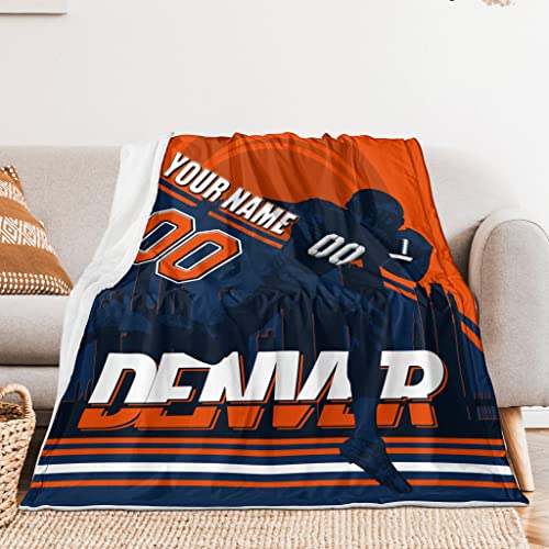 Yieking Custom Blanket for Bed Add Name and Number Gifts for Men Football City Winter Throw Blankets, 40" x 50", 50" x 60", 60" x 80"