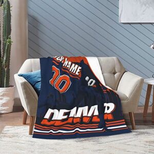 Yieking Custom Blanket for Bed Add Name and Number Gifts for Men Football City Winter Throw Blankets, 40" x 50", 50" x 60", 60" x 80"